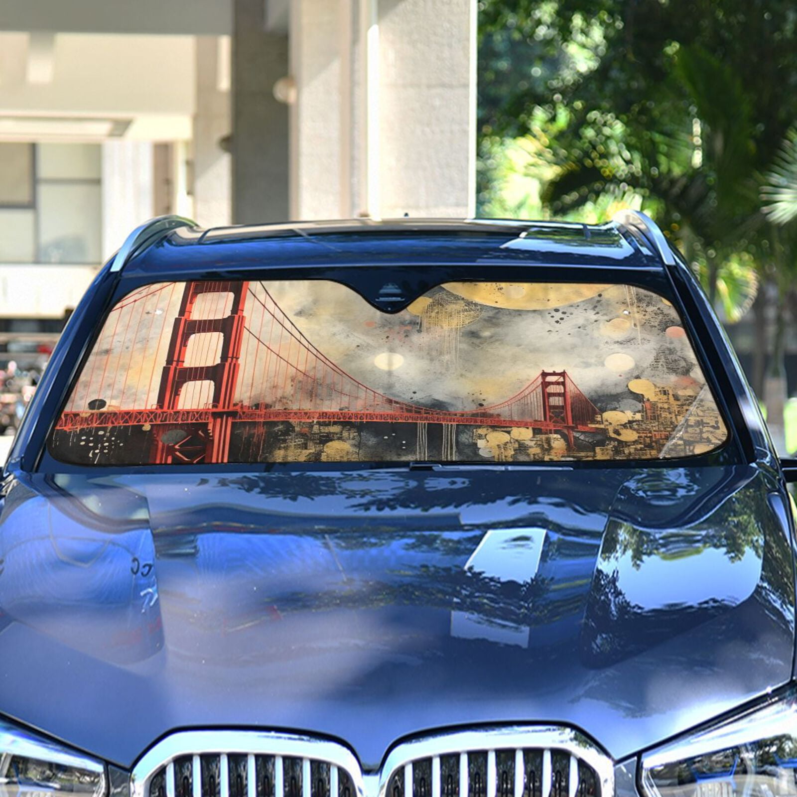 Painting Bridge and Moon Automotive Front Car Windshield Sun Shade ...