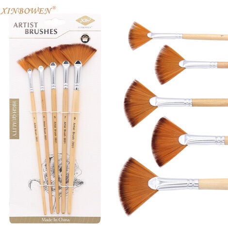 Painting Brushes 5 Pieces Fan Brush Paint Brush Artists Nylon Brushes ...