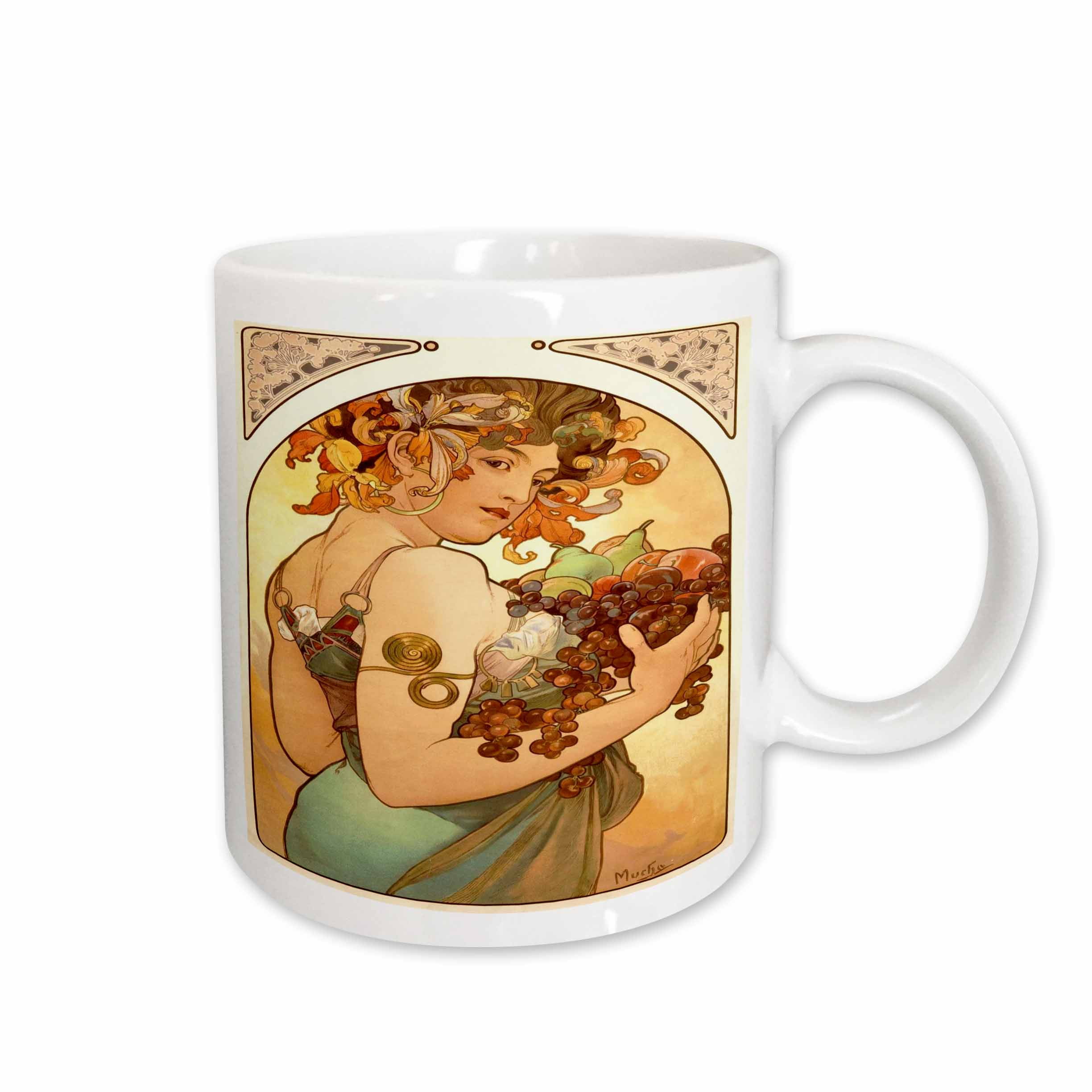 3drose, Painting by Alphonse Mucha Fruit, 15oz Mug - Walmart.com