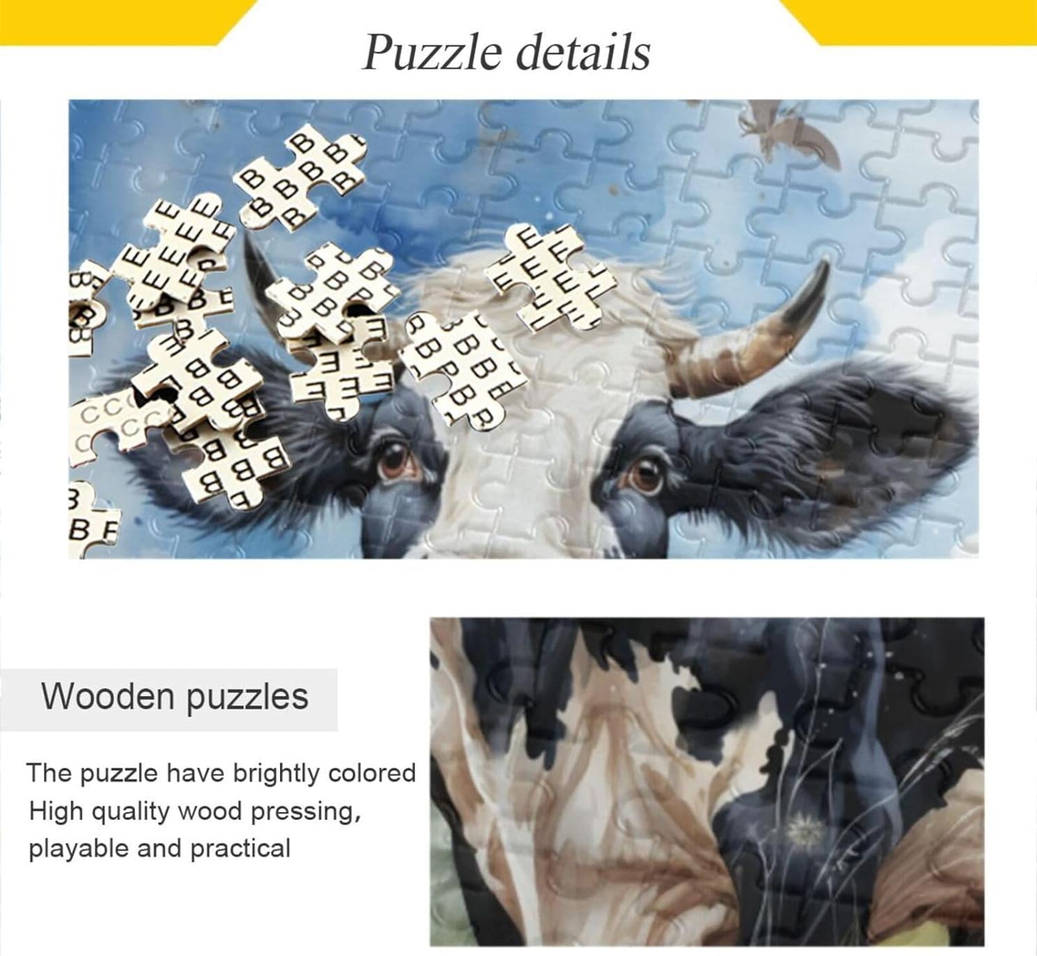 Painting Cow and Birds Jigsaw Puzzle 1000 Pieces, Zigsaw with Storage ...