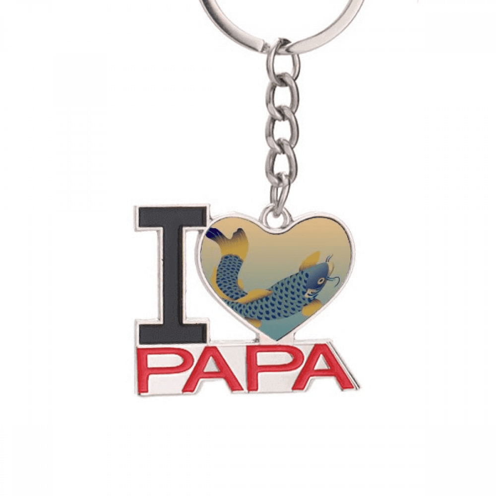 Painting Culture Blue Fish Keychain Metal Keyring Holder Love PAPA ...