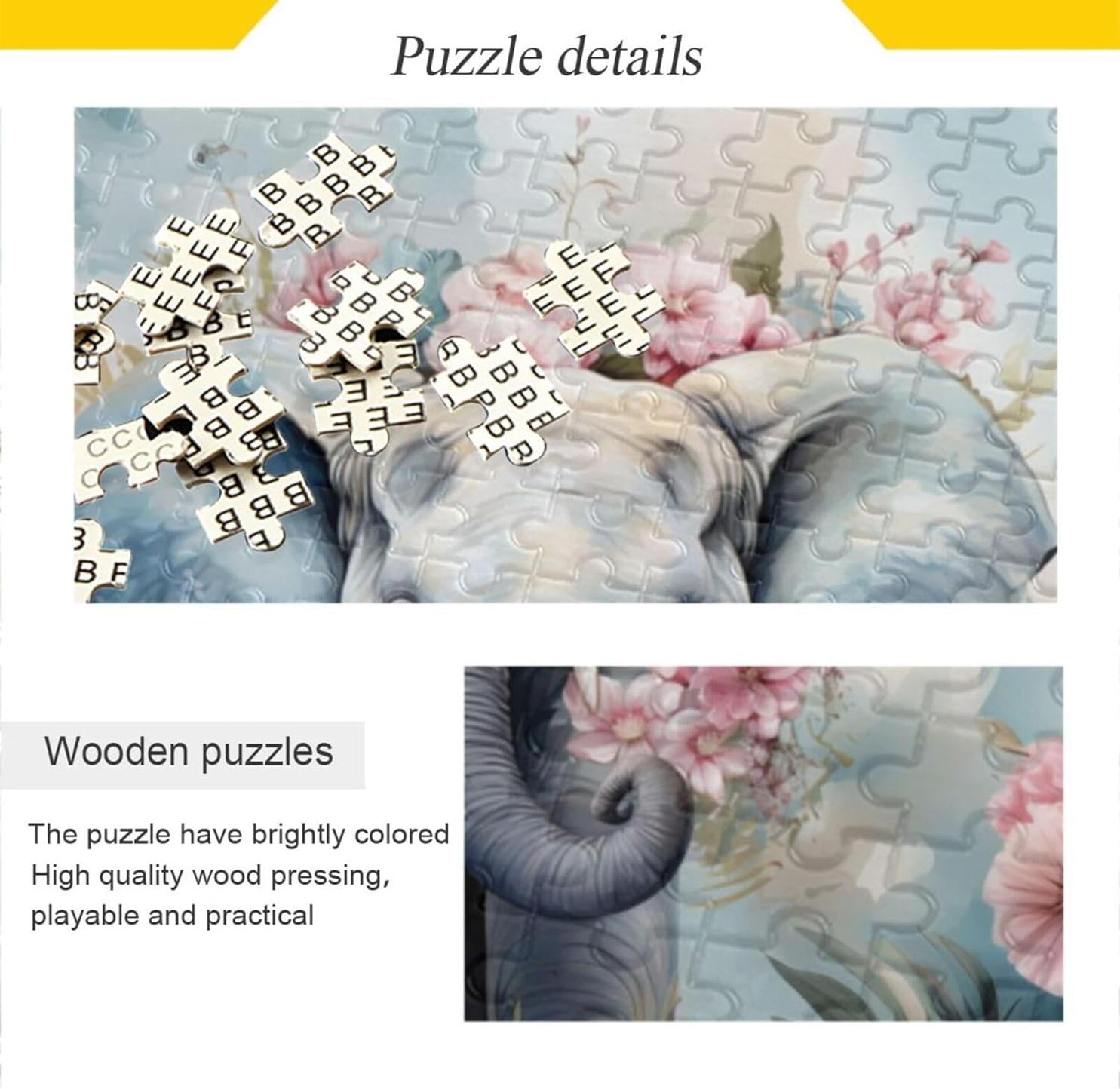 Painting Elephant Flowers Jigsaw Puzzle 1000 Pieces, Zigsaw with ...