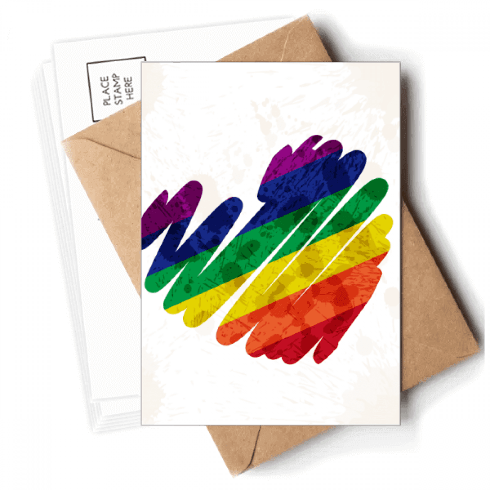 Painting Heart LGBT Rainbow Postcards Envelopes Blank Note Cards ...