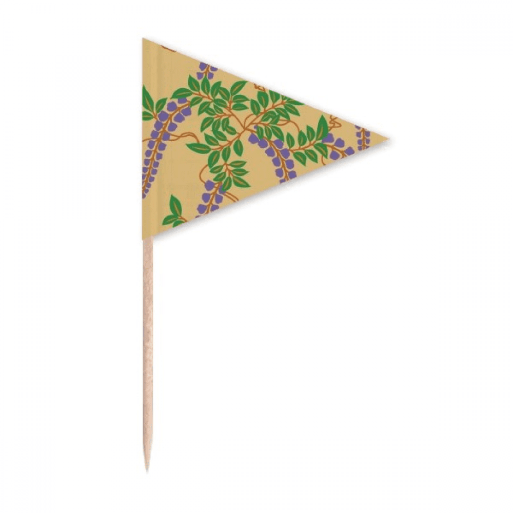 Painting Japanese Culture Purple Flower Toothpick Triangle Cupcake ...