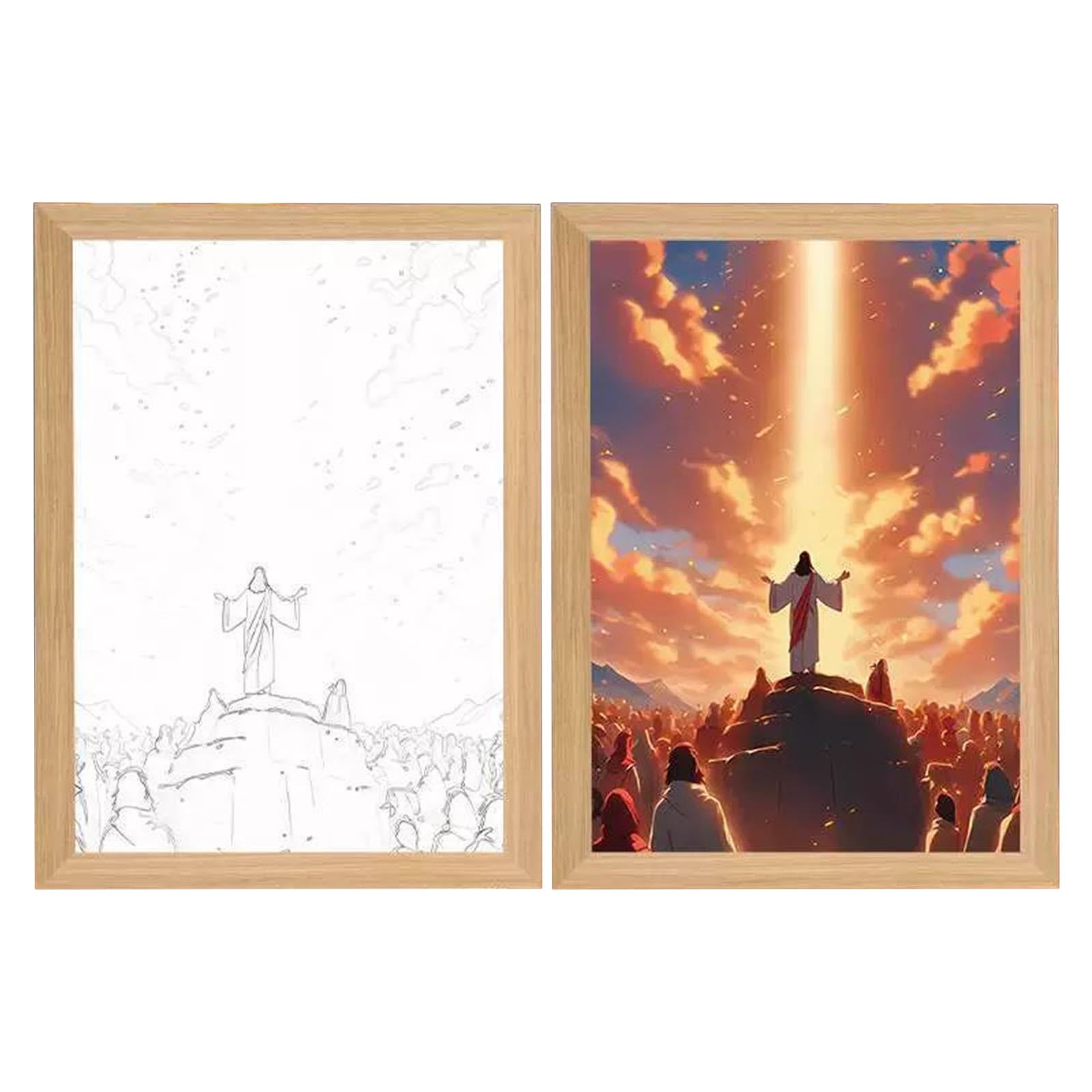 Painting Jesus Night Light,Light Up Cross,Cross Light,Jesus Lamp,4D LED ...