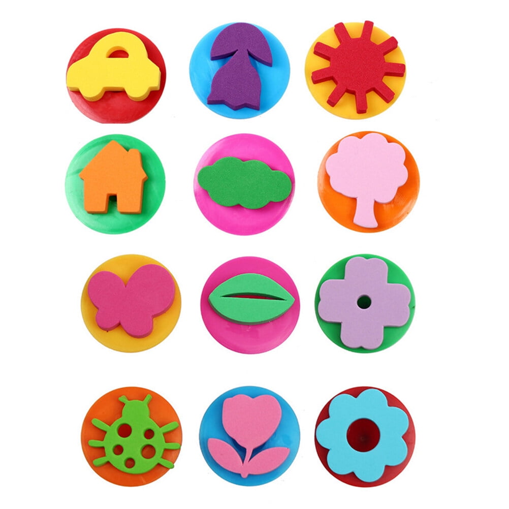 Painting Kids Sponge Stamp Craft Drawing Diy Seal Ink Toys Paint Shapes ...