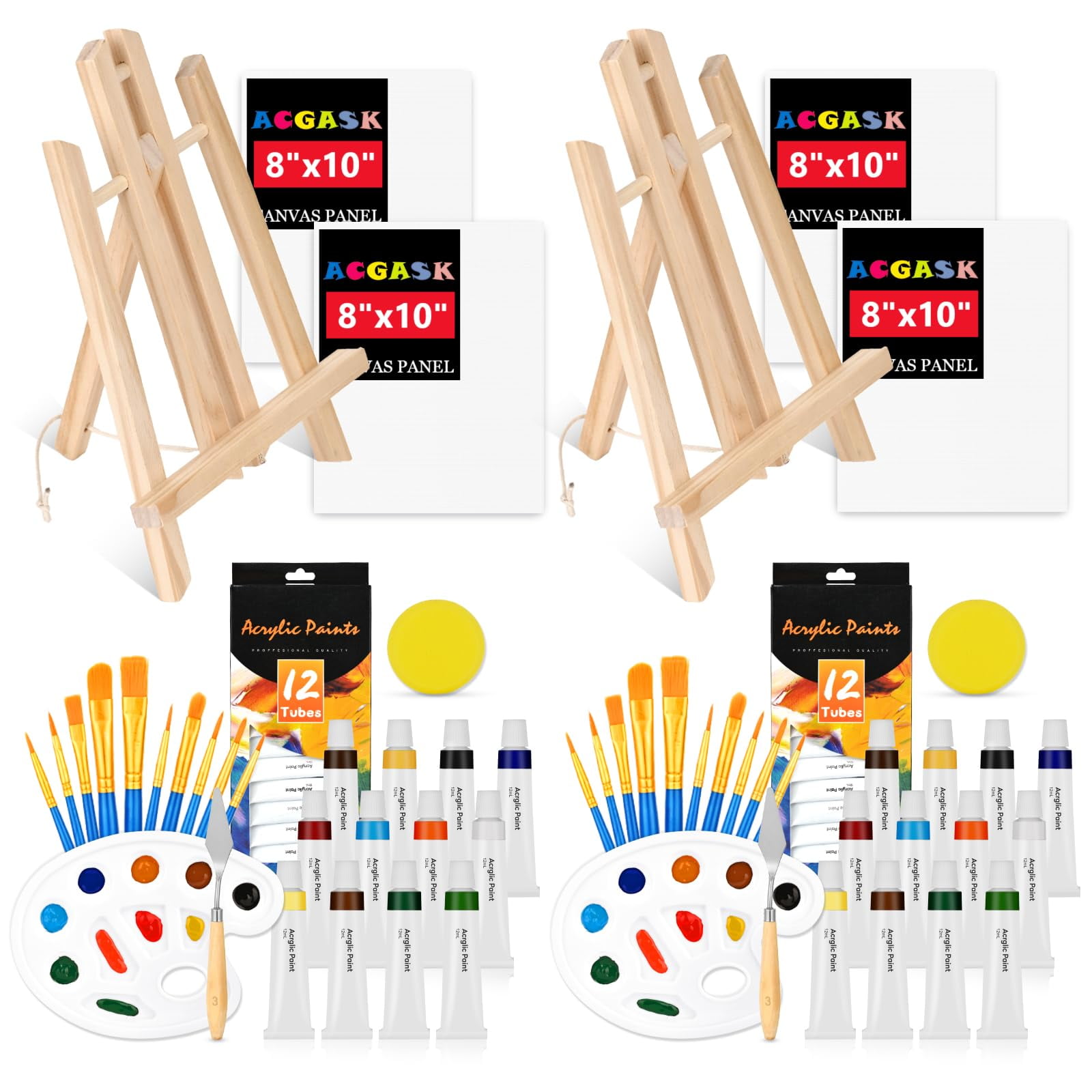 Painting Kits for Adults Kids,Acrylic Paint AIS1 Canvas Easel Sip and Paint Kit with 2 Easels,2 ...