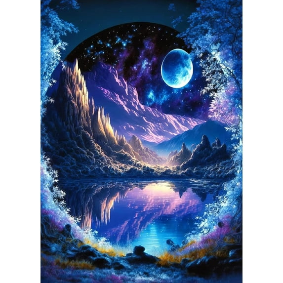 Painting Kits for , Blue Moon Landscape Art Kits for Beginners, DIY ...
