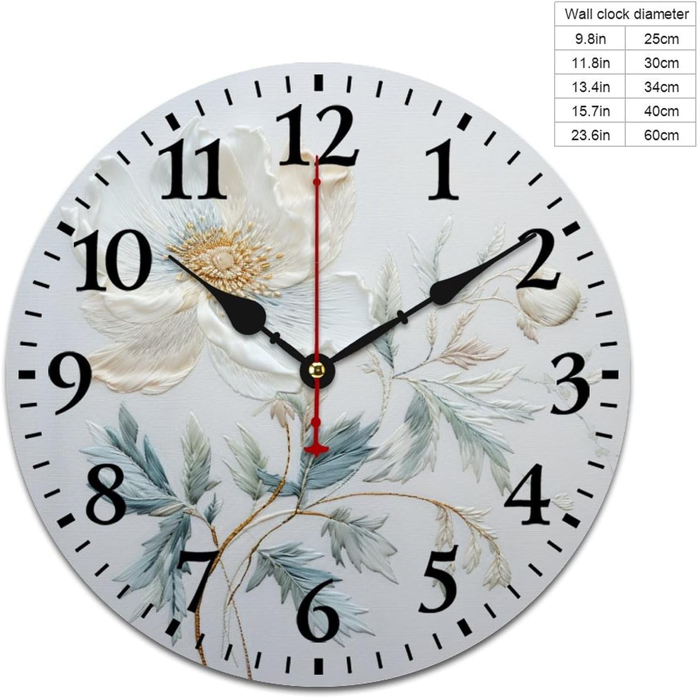 Painting Of Blue Flower Wood Clock Spring Summer Floral Indoor Wall ...