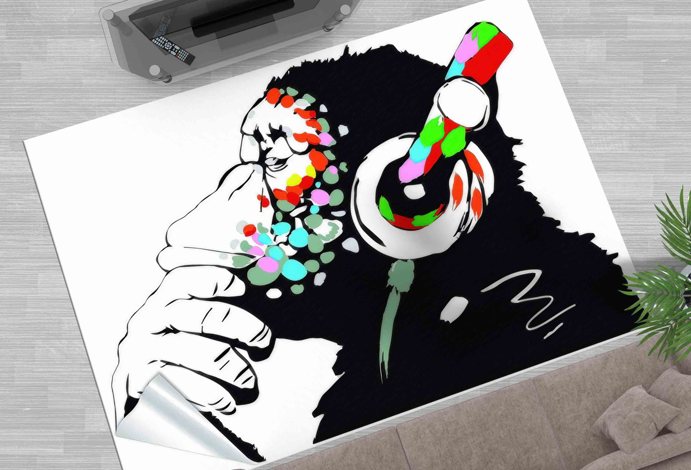 Painting Rug, Monkey Graffiti Rug, Pattern Rug, Music Graffiti Rug, Dj ...