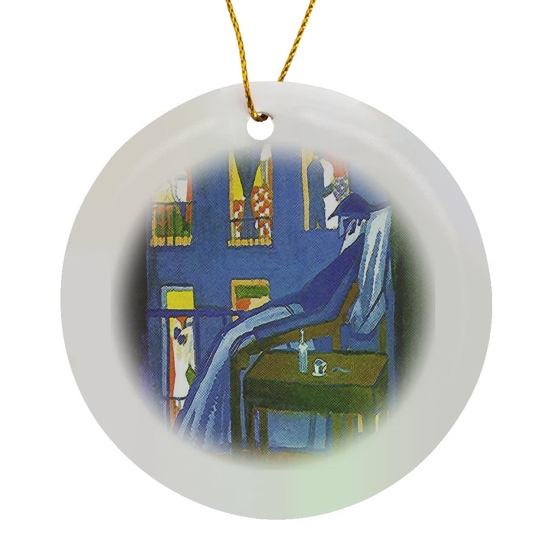 Painting Salvador Dali Voyeur Surrealism, Circle Porcelain Ornament ...