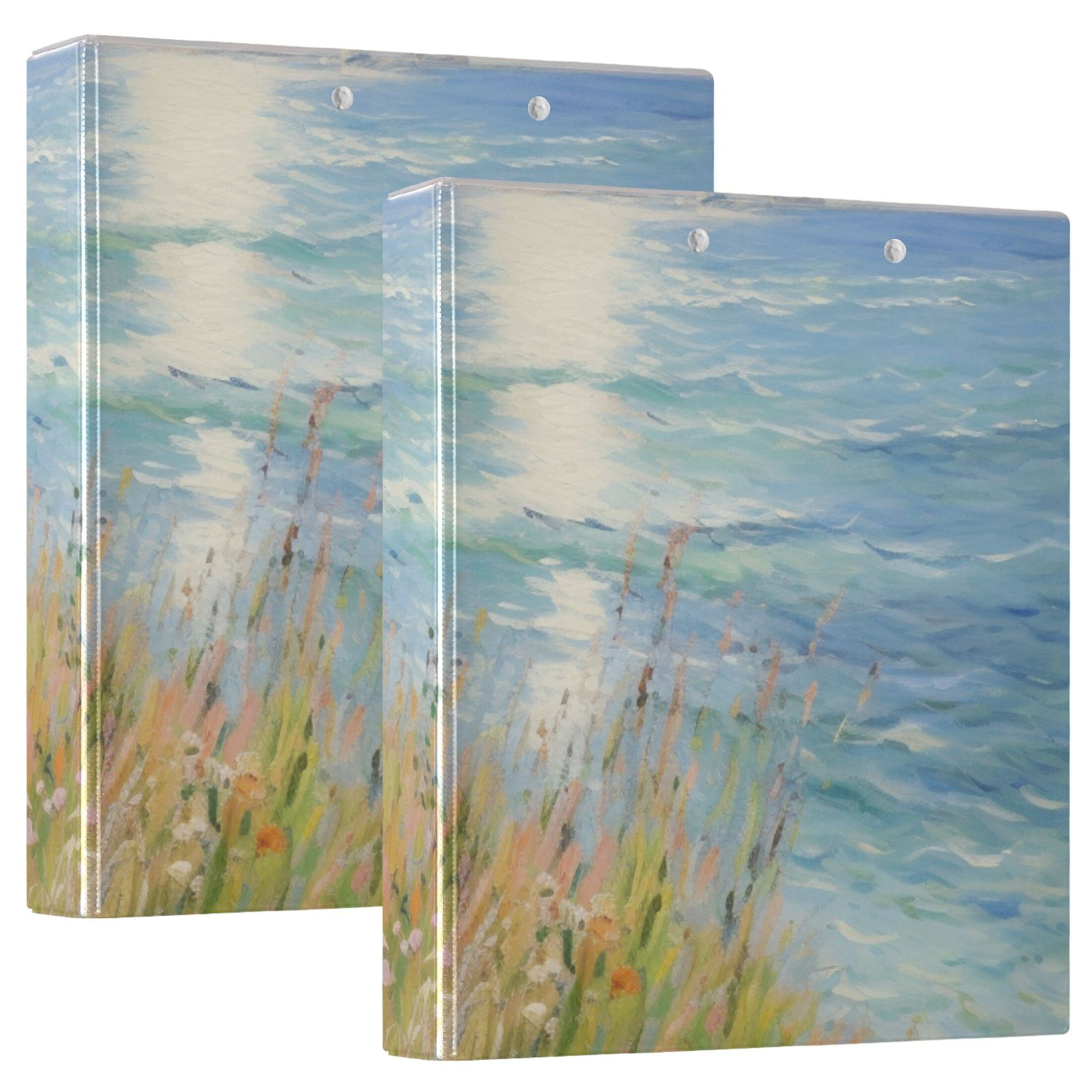Painting Sea Ship Leaves 3 Ring Binders 1.5 inch Hardcover File Folders ...