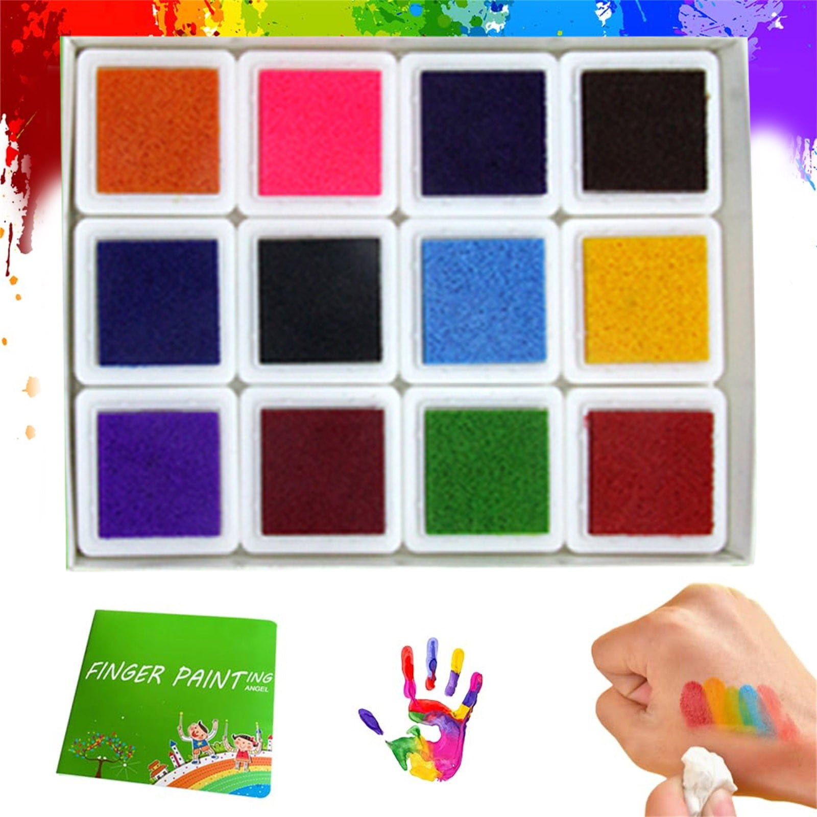 Painting Supplies Funny Finger Painting Kit 12 Color Washable Finger ...