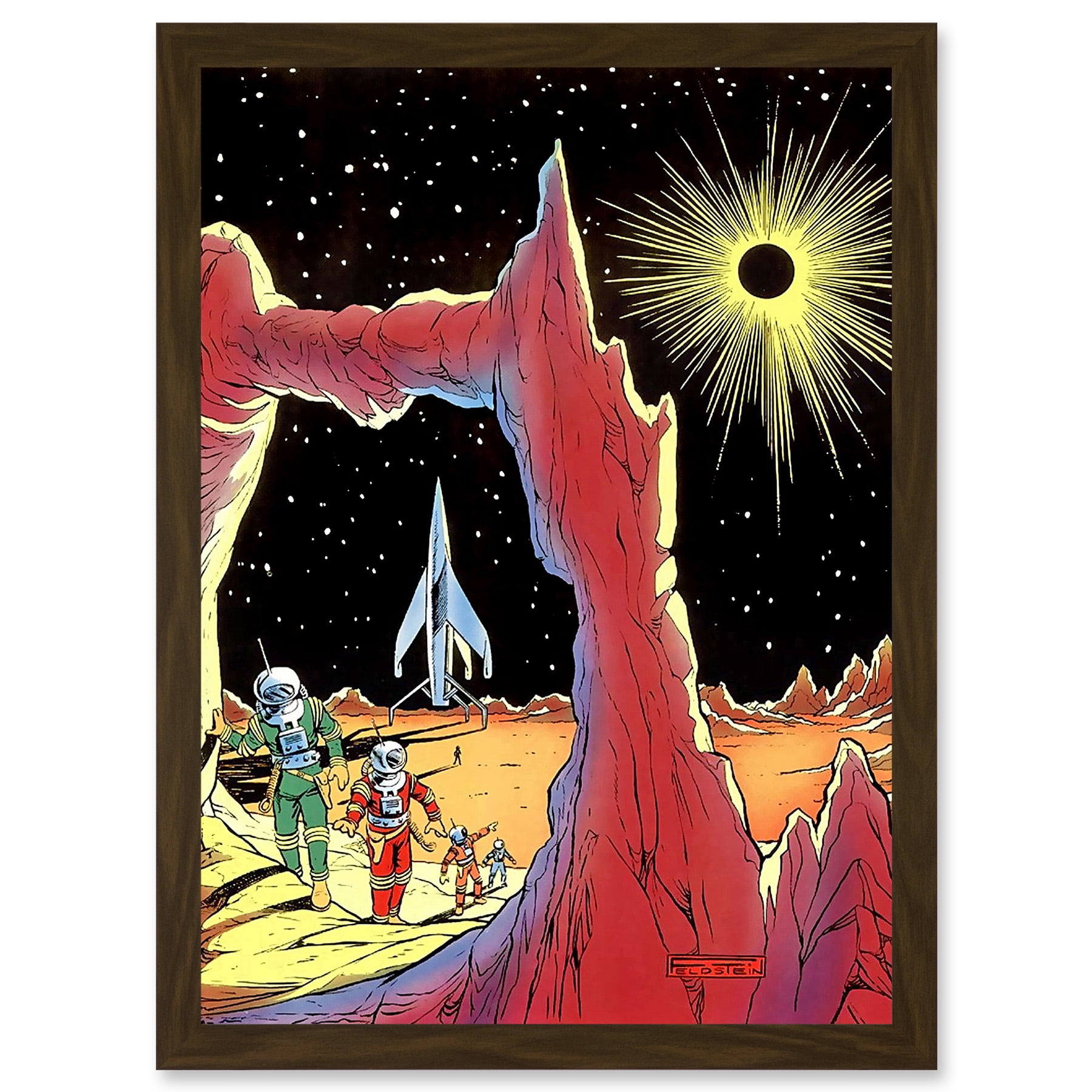 Painting Surreal Fantasy Sci Fi Alien Martian Planet Rocket Ship Space ...