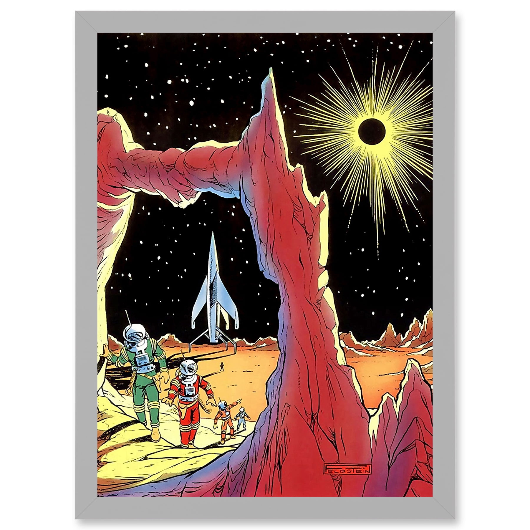 Painting Surreal Fantasy Sci Fi Alien Martian Planet Rocket Ship Space ...