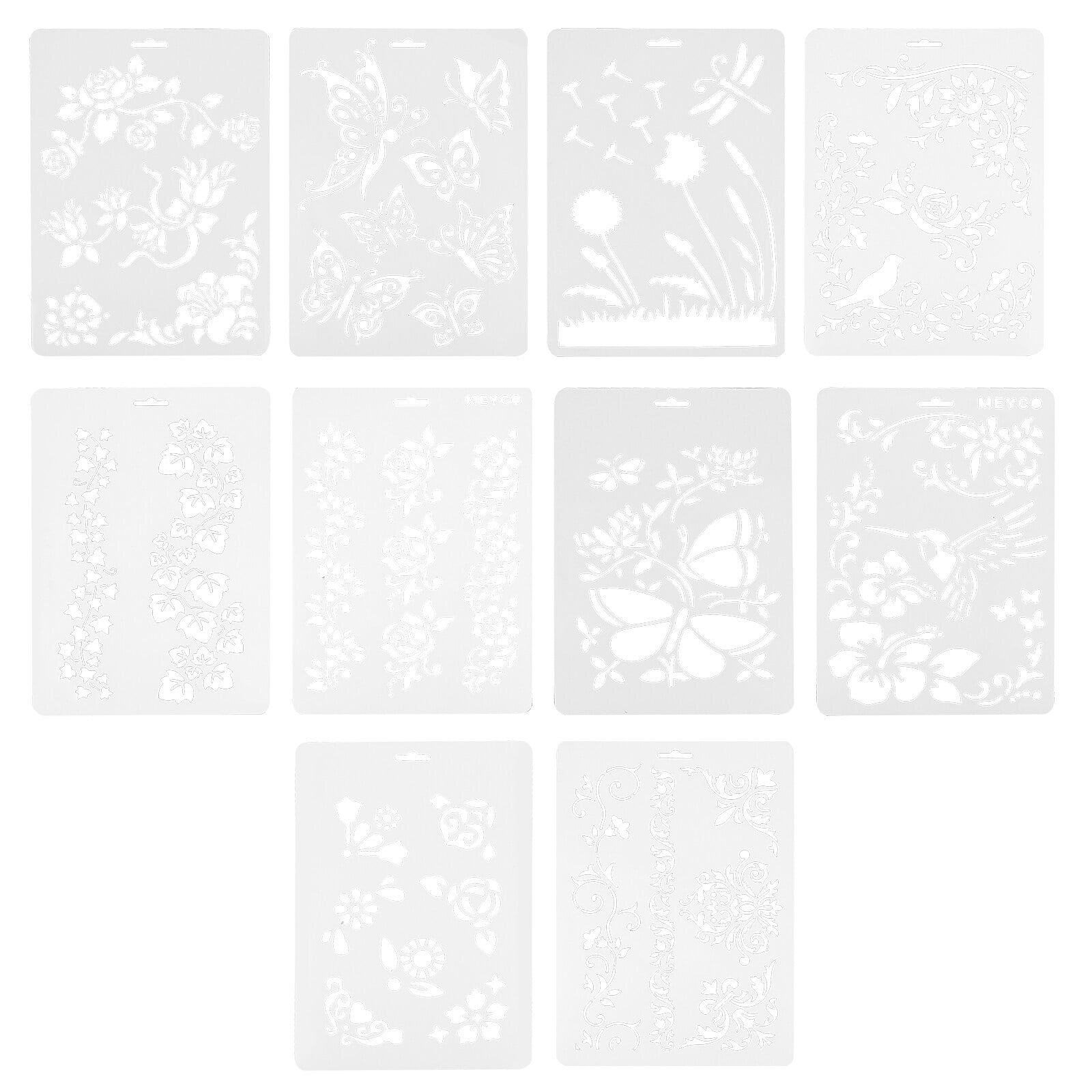 Painting Templates, 10Pcs Flower Theme Stencils Templates Reusable DIY ...