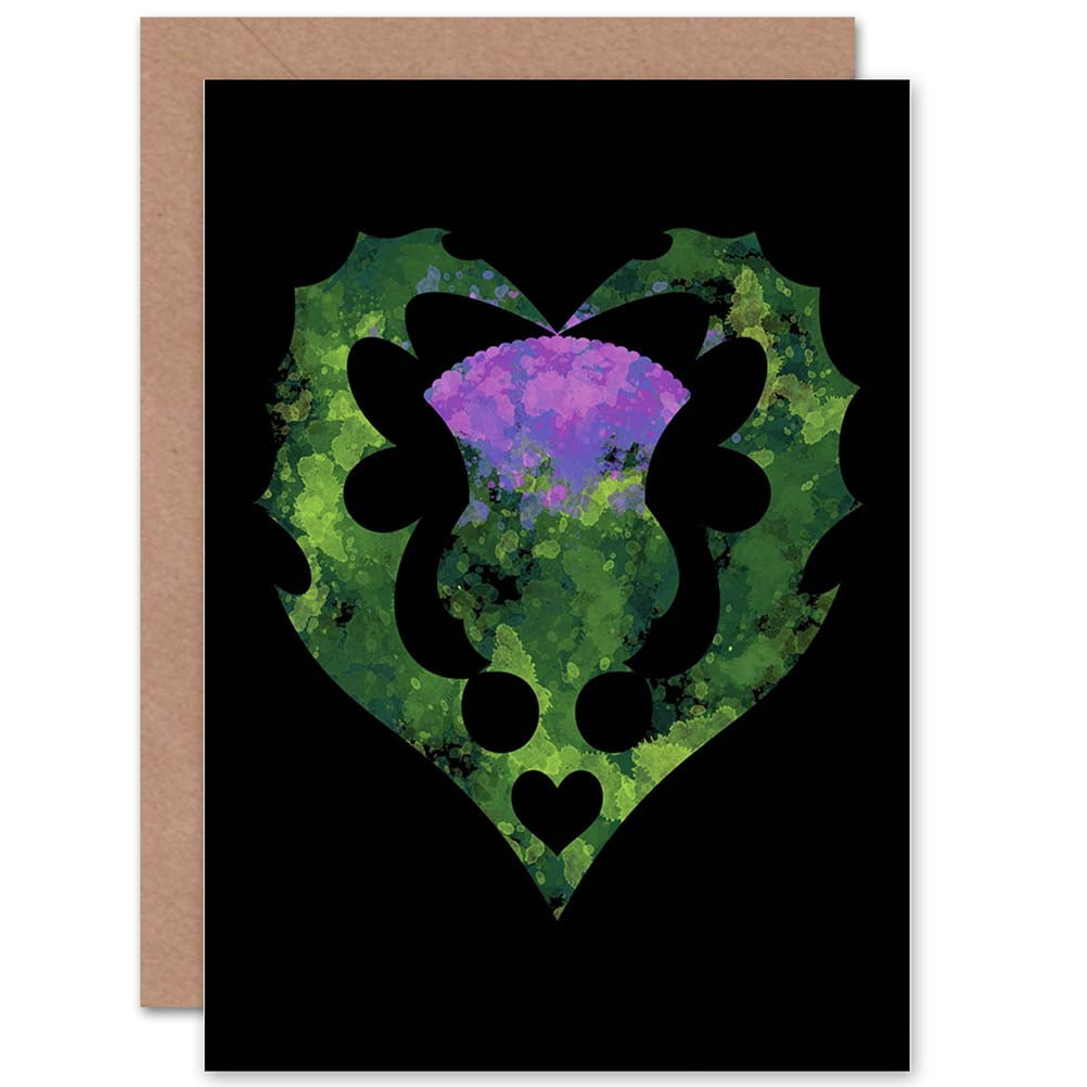 Painting Thistle Head Heart Love Scotland Greetings Card Plus Envelope ...