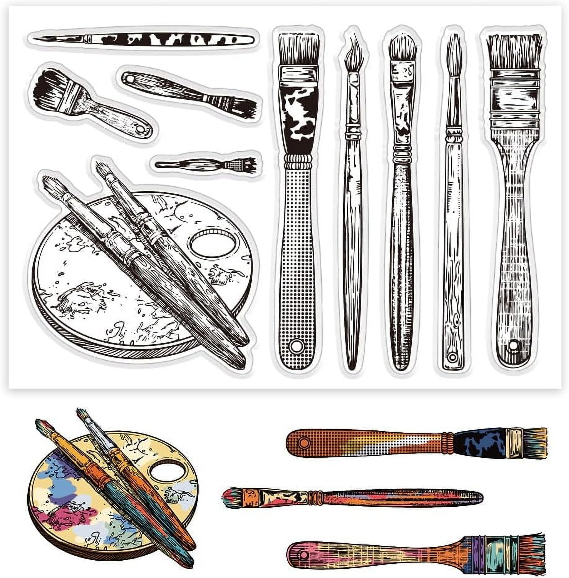 Painting Tools Clear Stamps for Card Making Paint Brush Clear Rubber ...