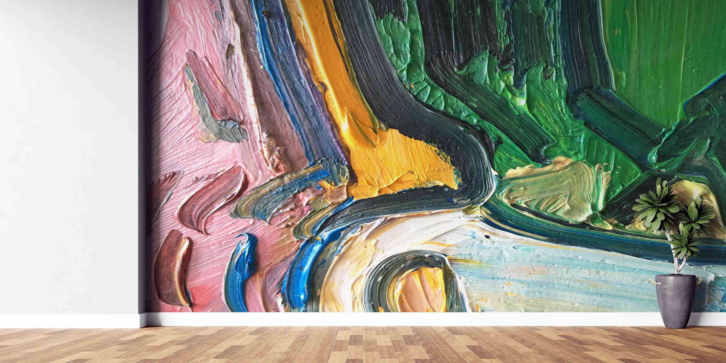 Painting Wall Mural, Bright Wallpaper, Colorful Wall Print, Paper Wall ...