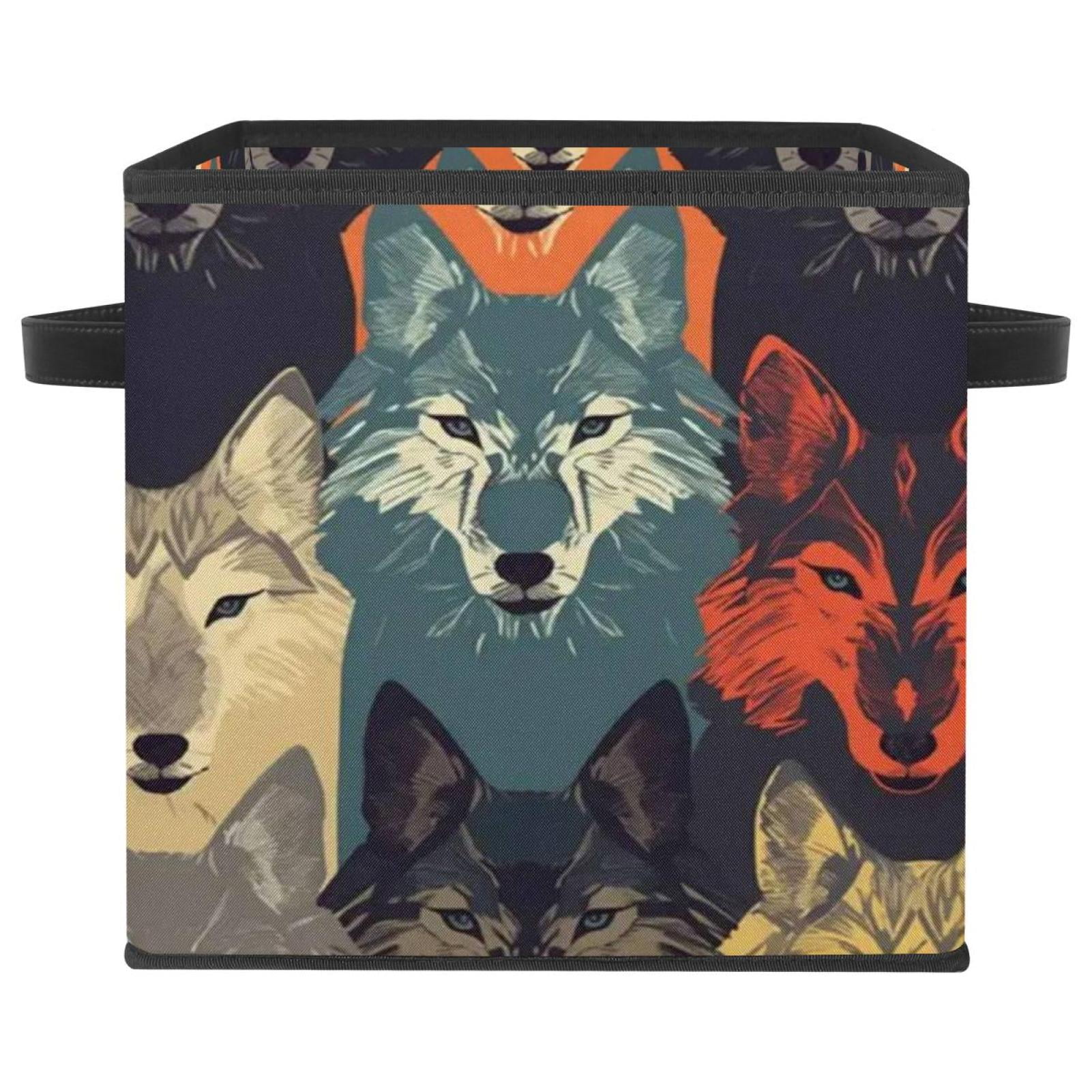 Painting Wolf Storage Bins, Extra Large Closet Storage Cube for ...