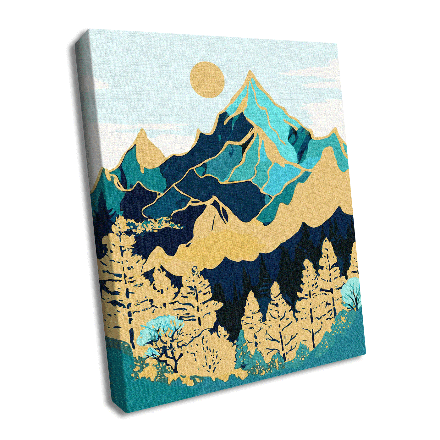 Painting by Numbers kit Mountain landscape with extra metallic paints ...