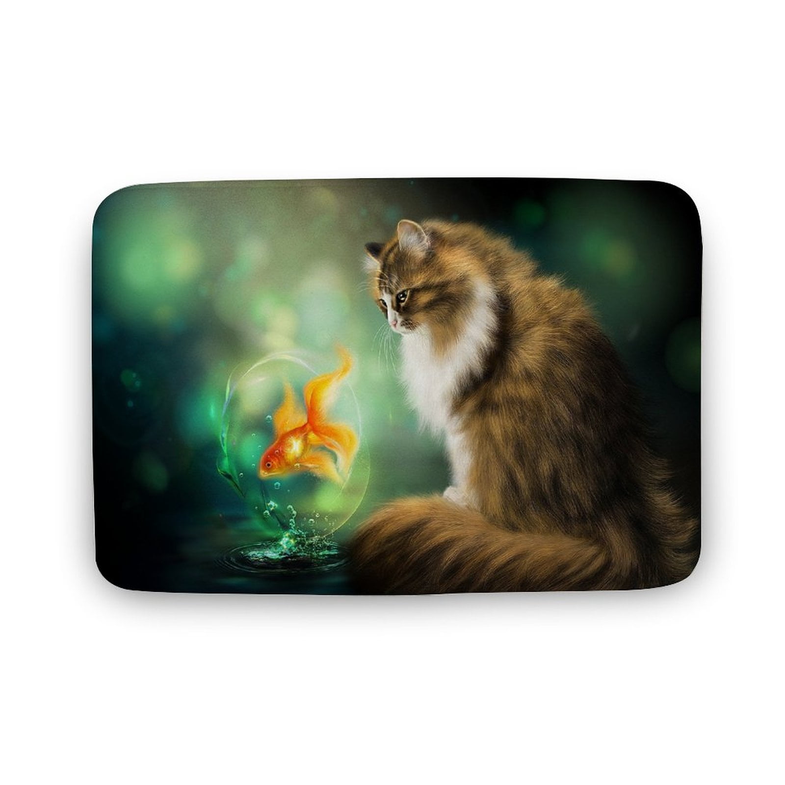 Painting of Cat And Goldfish HD paper Background Image,Indoor Doormat ...