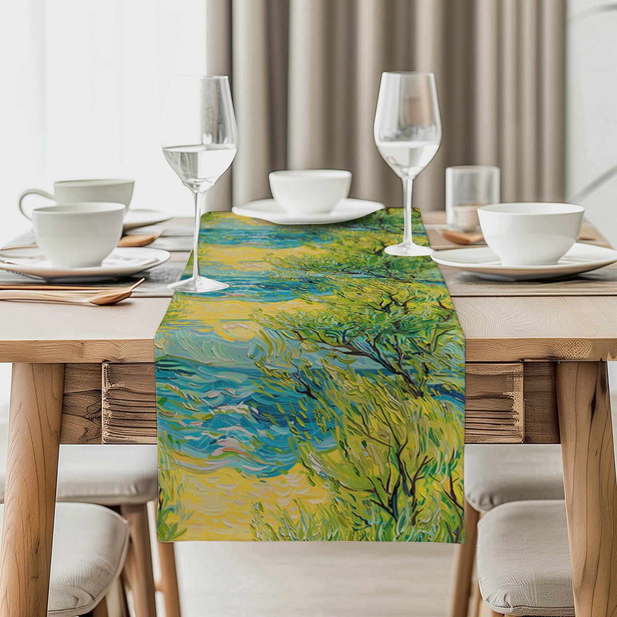 Paintings of Impressionist Table Runner Rustic Dining Table rations ...