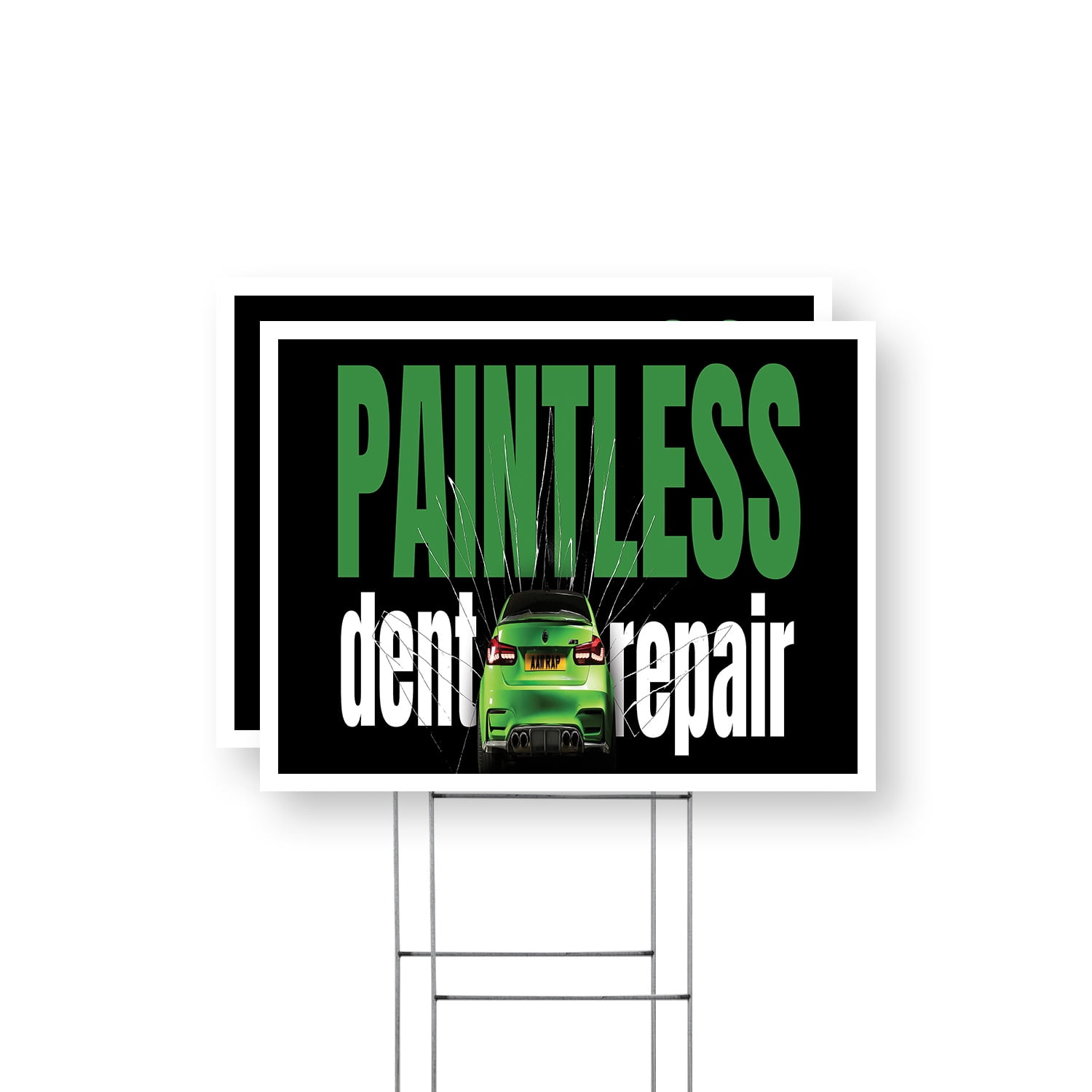 Paintless Dent Repair Yard Sign 2 Pack of 18 Inch x 24 Inch Single ...