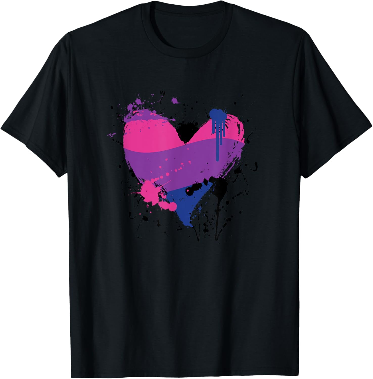 Paintsplash Bisexual LGBT Heart Shirt Bisexual Pride Flag T-Shirt Tops ...