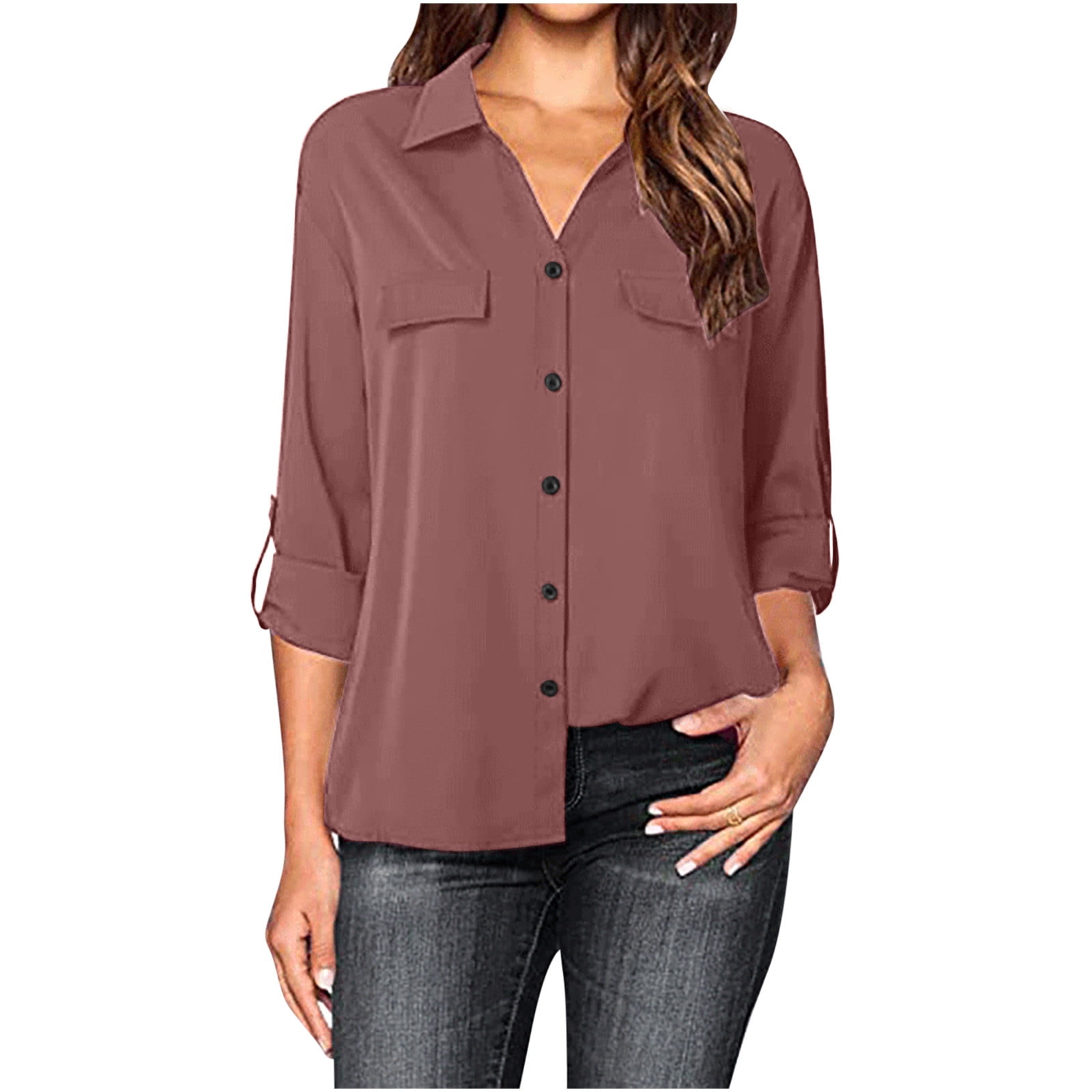 Paiwinds Savings Clearance Women's Fashion Casual Lapel Top Loose ...