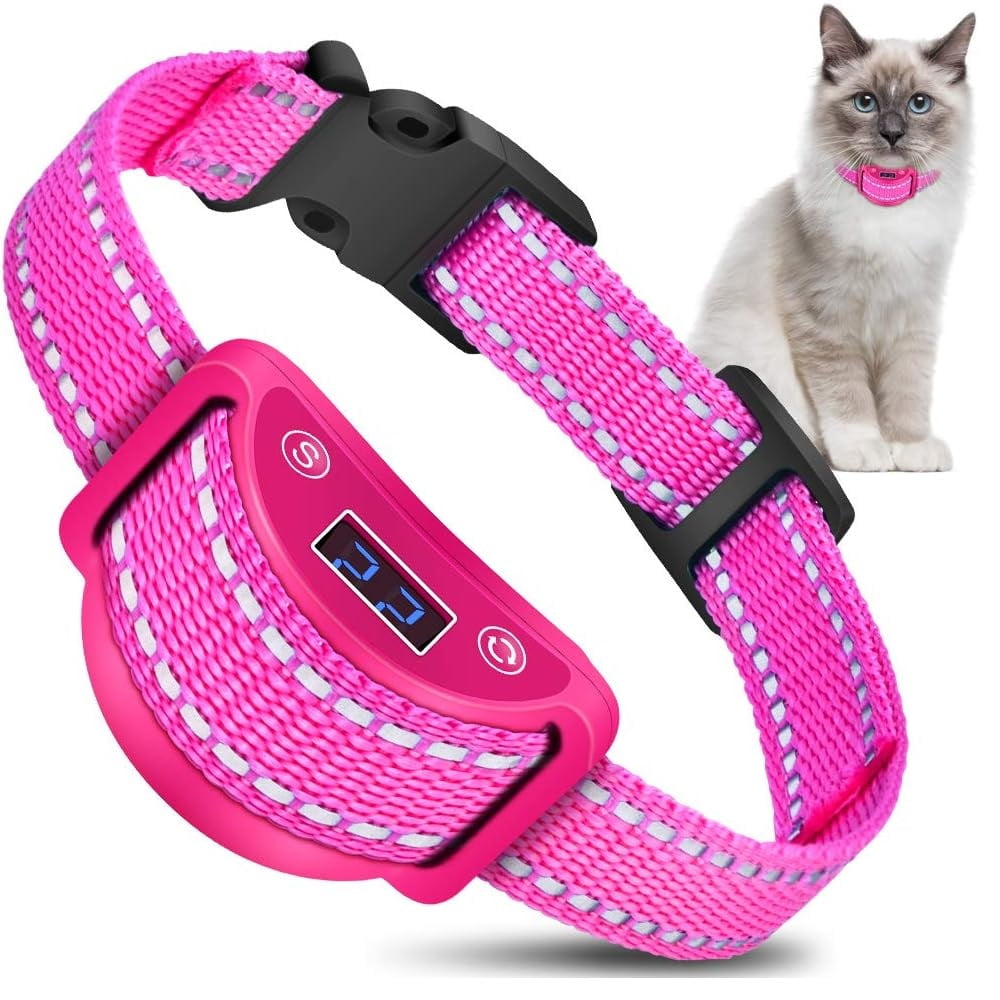 Paipaitek Vibrating Cat Meow Collar, No Shock, Safer Control, 5 Level ...