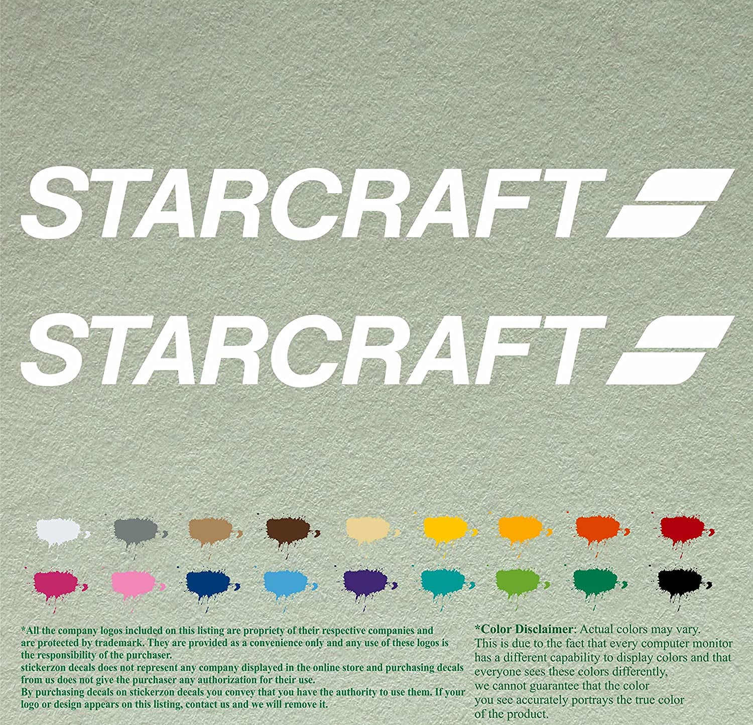 Pair 12" Starcraft Compatible Replacement Decals Vinyl Stickers *White ...