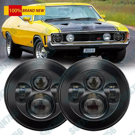 Pair 120W Black 7" Round LED Headlights for Ford Falcon Sedan Delivery 1961-1965 - Walmart.com