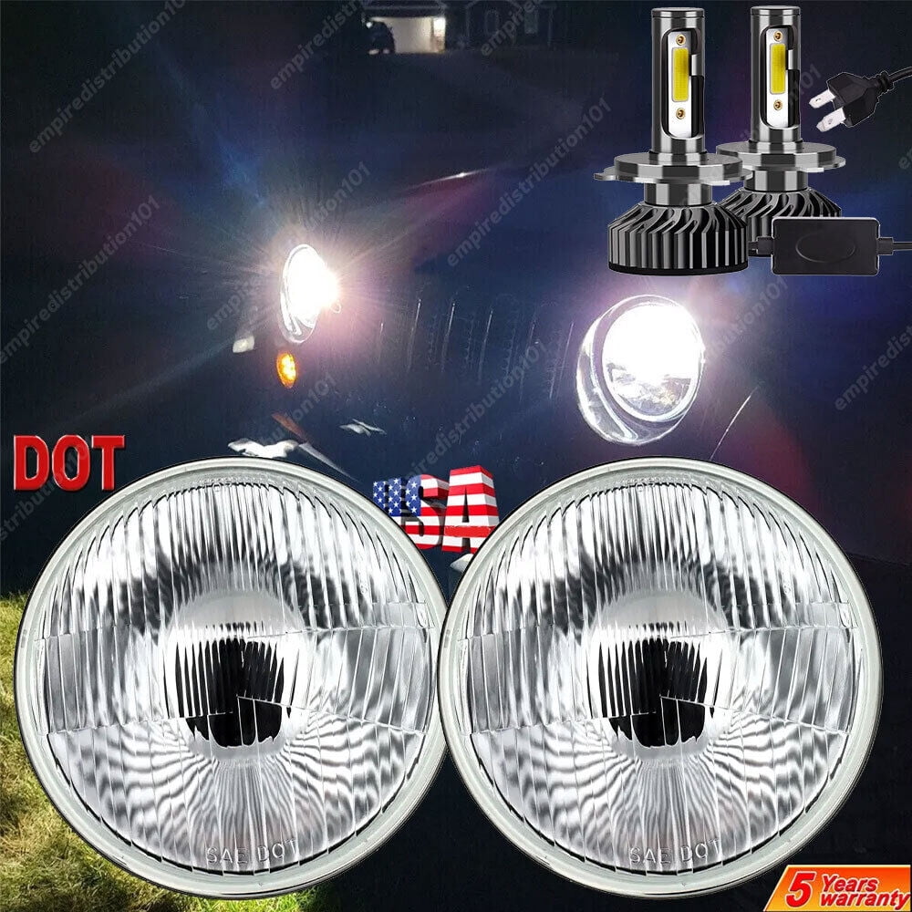 Pair 130W Black 7" Round Led Headlights for Jeep Wrangler 1997-2018 TJ ...