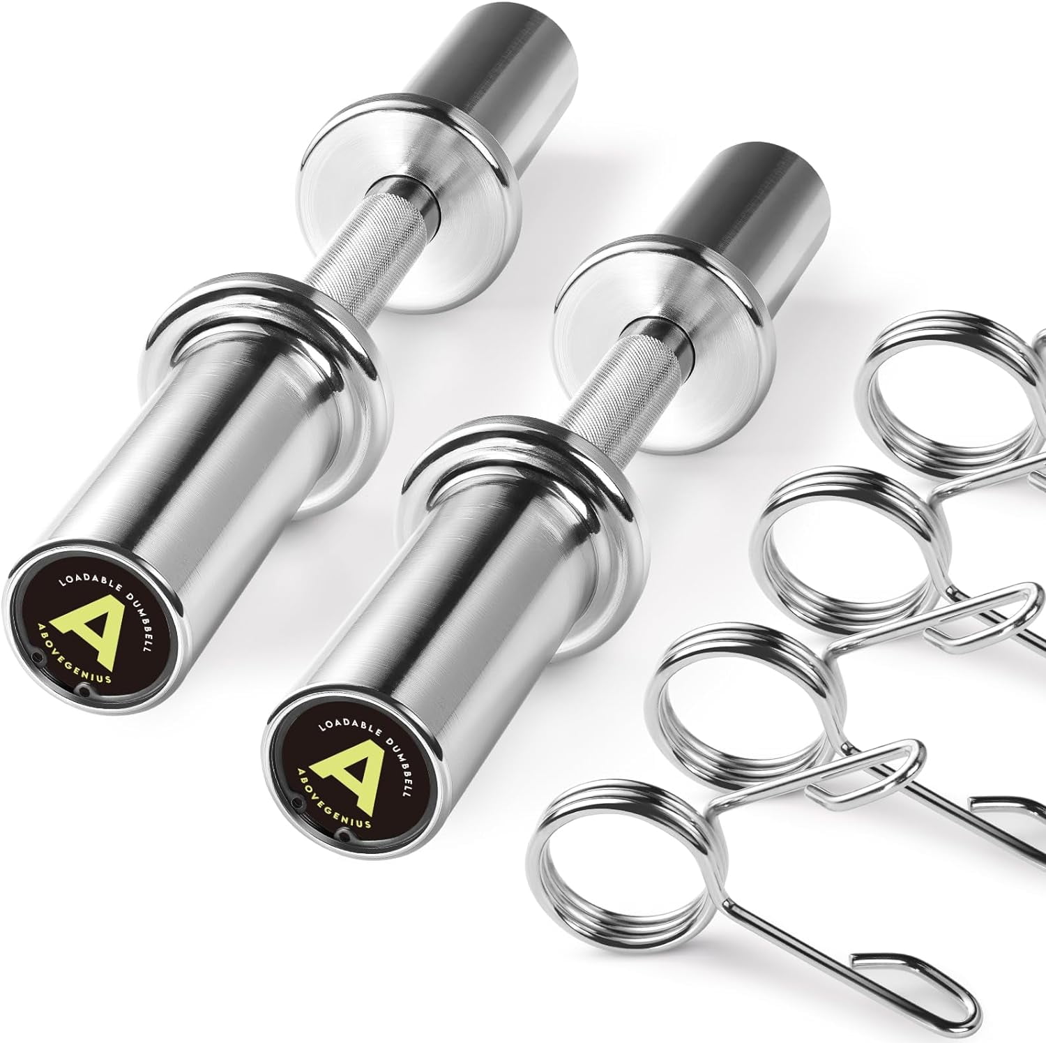 Pair of 16" Olympic Dumbbell Handles, Loadable Dumbbell Bars for 2-inch ...