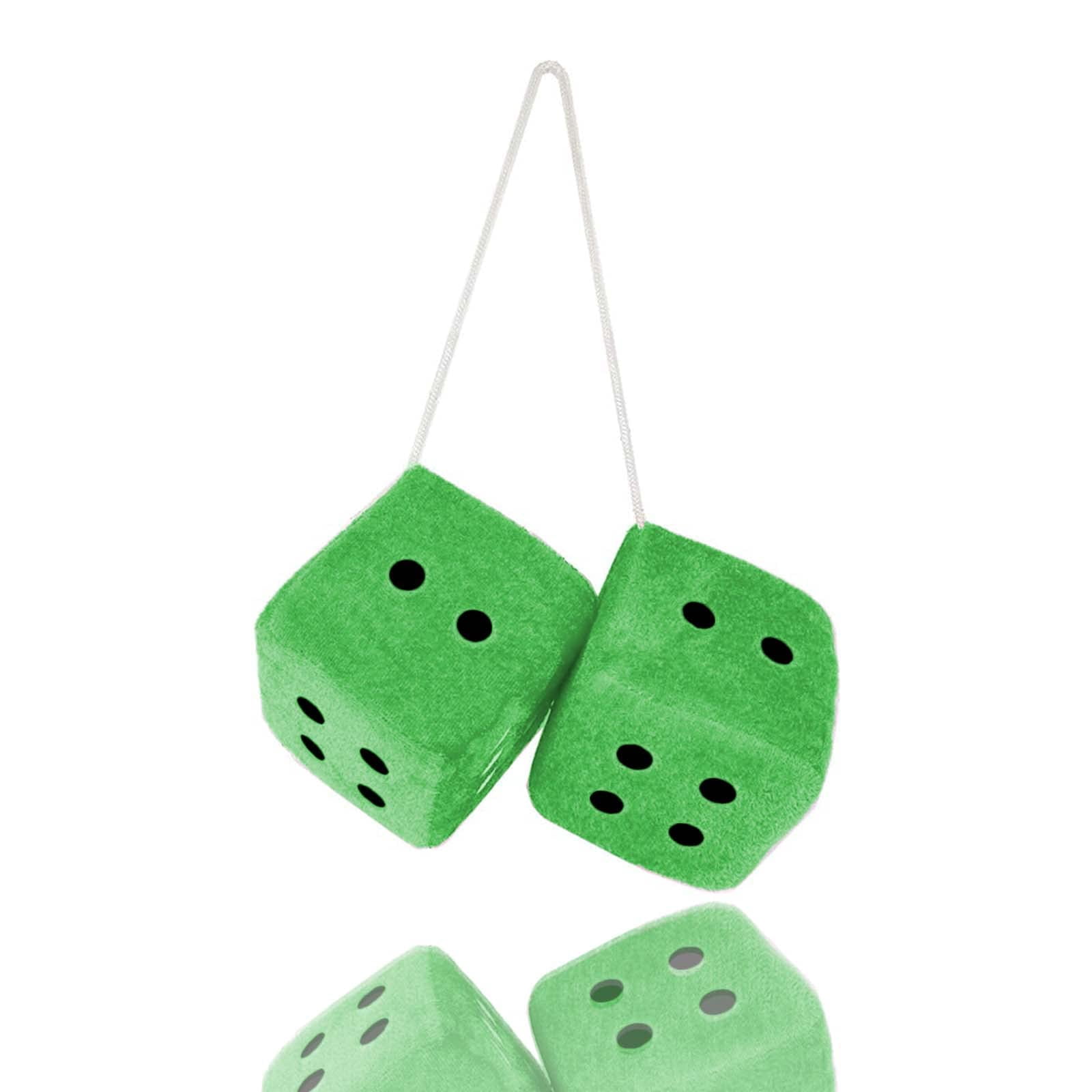 Pair 2.75” Green with Black Dots Fuzzy Plush Dice Classic Vintage ...
