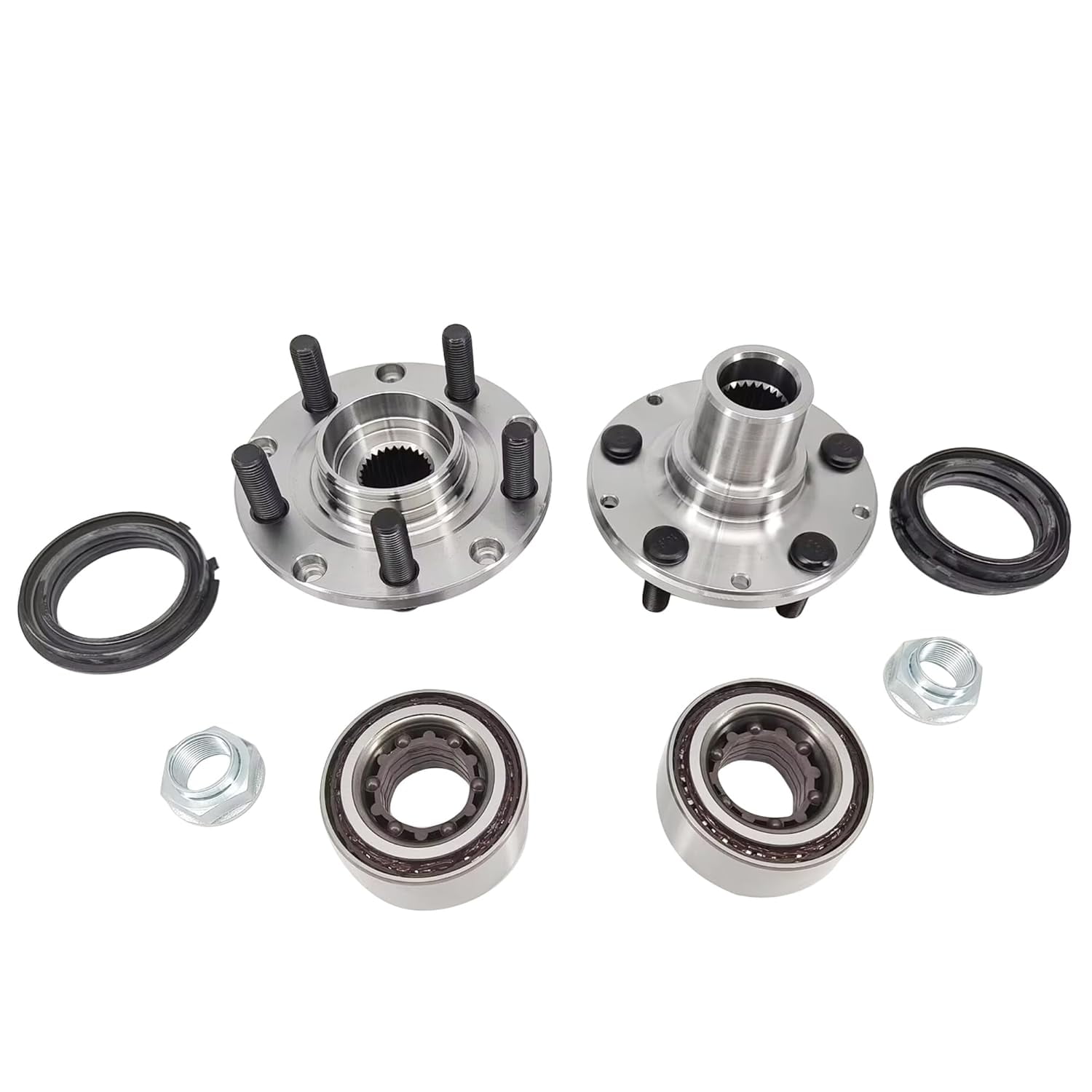 Pair 2 Front Wheel Hub and Bearing Kit & Seals Kit with Seals Retaining ...