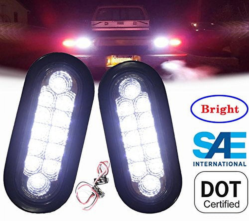 Pair ( 2 Pieces ) White Oval Backup Reverse LED 6" Light for Truck ...