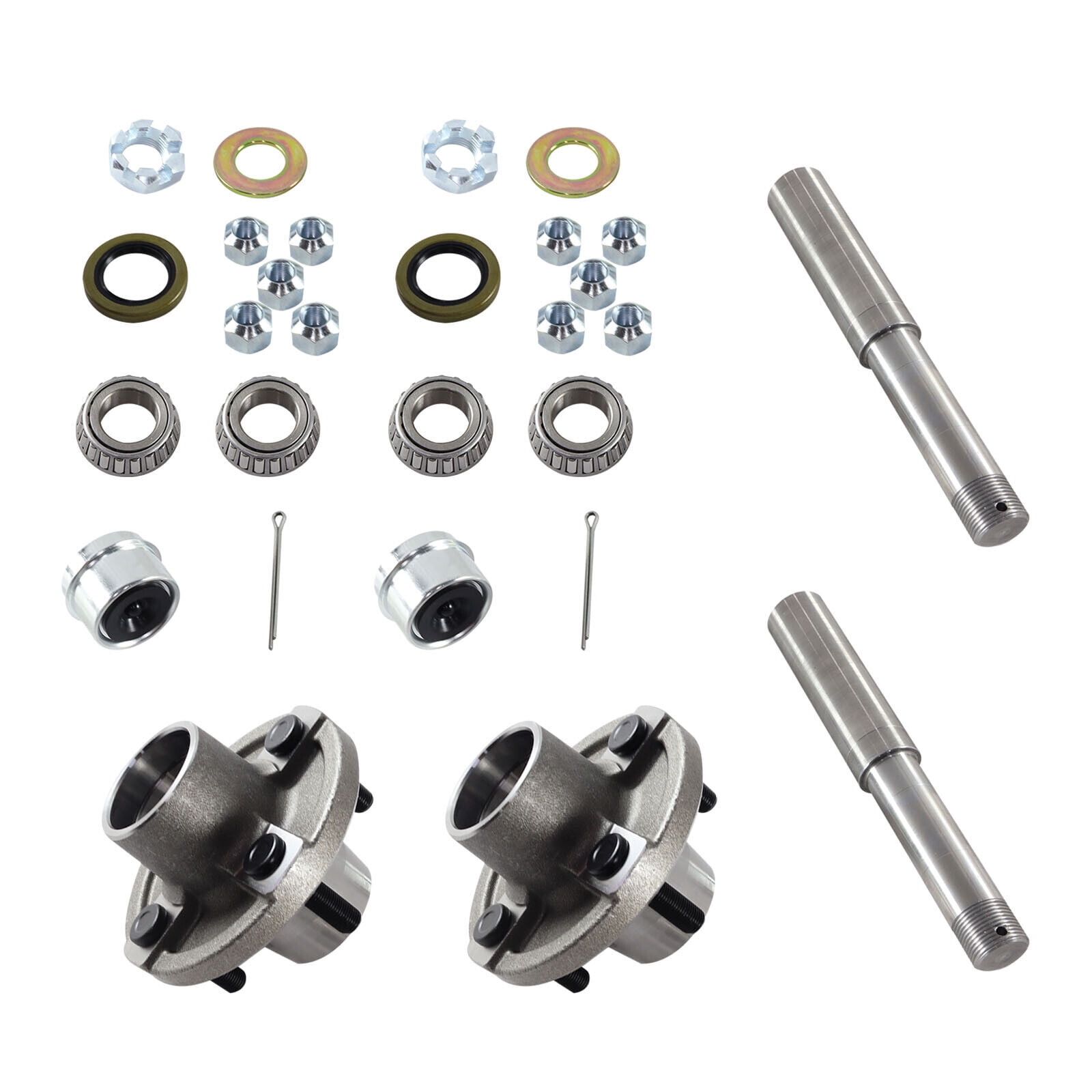 Pair(2) Trailer Axle Kits With 4 On 4" Bolt Idler 1" Hub & Round Bt8 ...