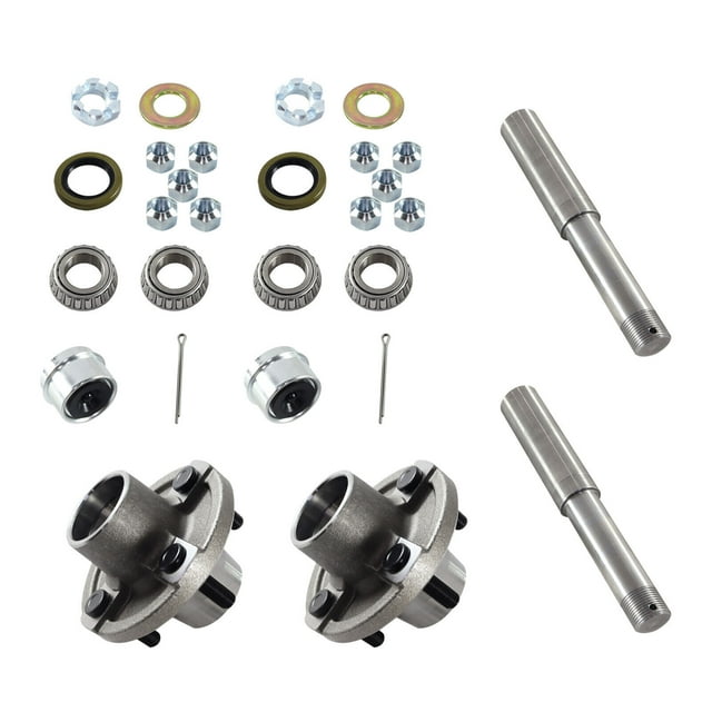 Pair(2) Trailer Axle Kits With 4 On 4" Bolt Idler 1" Hub & Round Bt8 ...