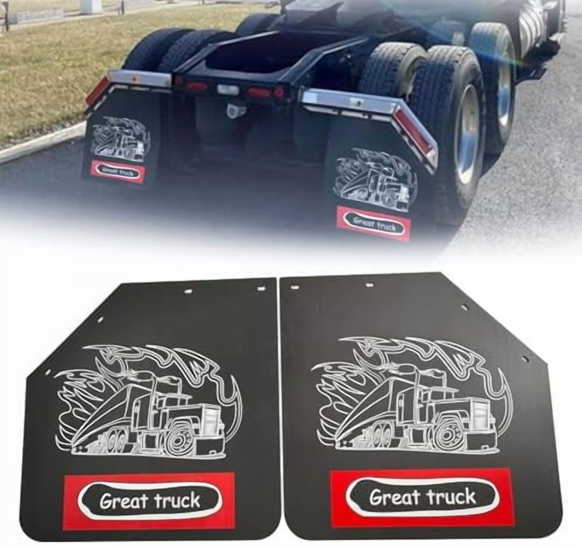 Pair 24" x 24" Angled Rear Wheel Mud Flaps 1/5" Thick for Semi Truck ...