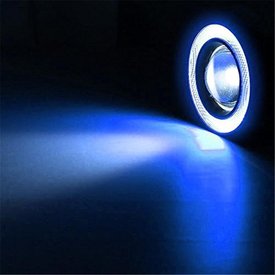 Pair 3.5" COB Car LED Fog Light Projector Blue Angel Eyes Halo Ring DRL ...