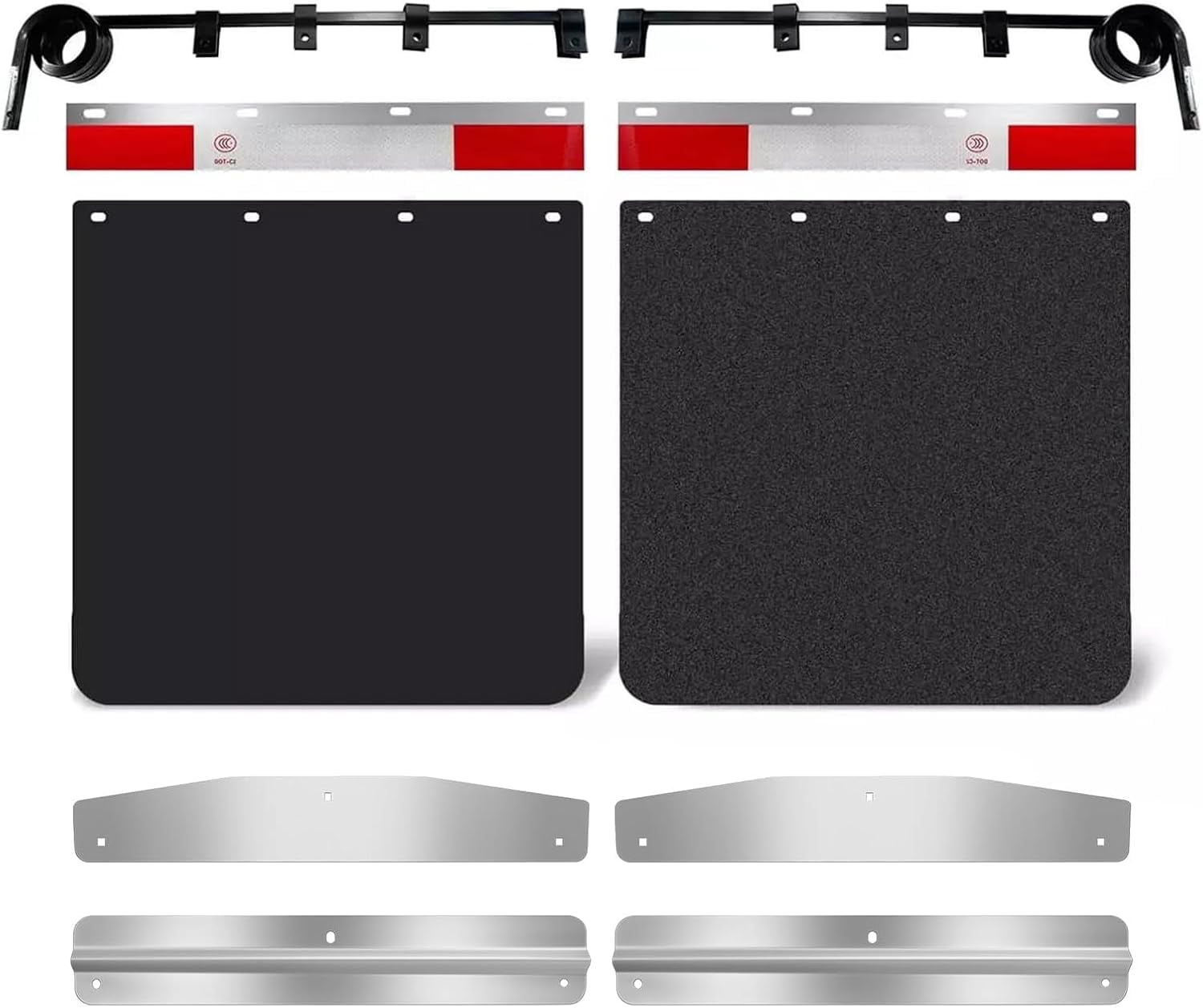 Pair 3-Coil Straight Down Bar Type Mud Flap Hangers w/Aluminum Mud Flap ...