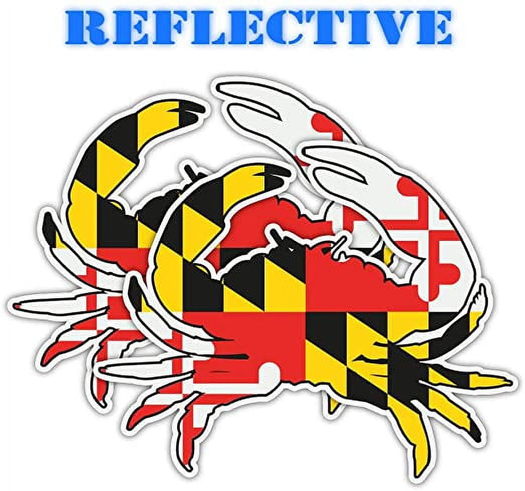 Pair 3M Reflective Maryland Crab State Flag Hard Hat Decal | Lunch Box ...