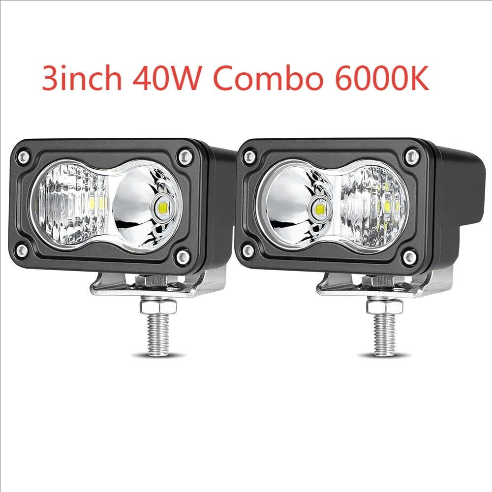 Pair 3inch 40W LED Cube Pods Spot Flood Combo White Auxiliary Driving ...