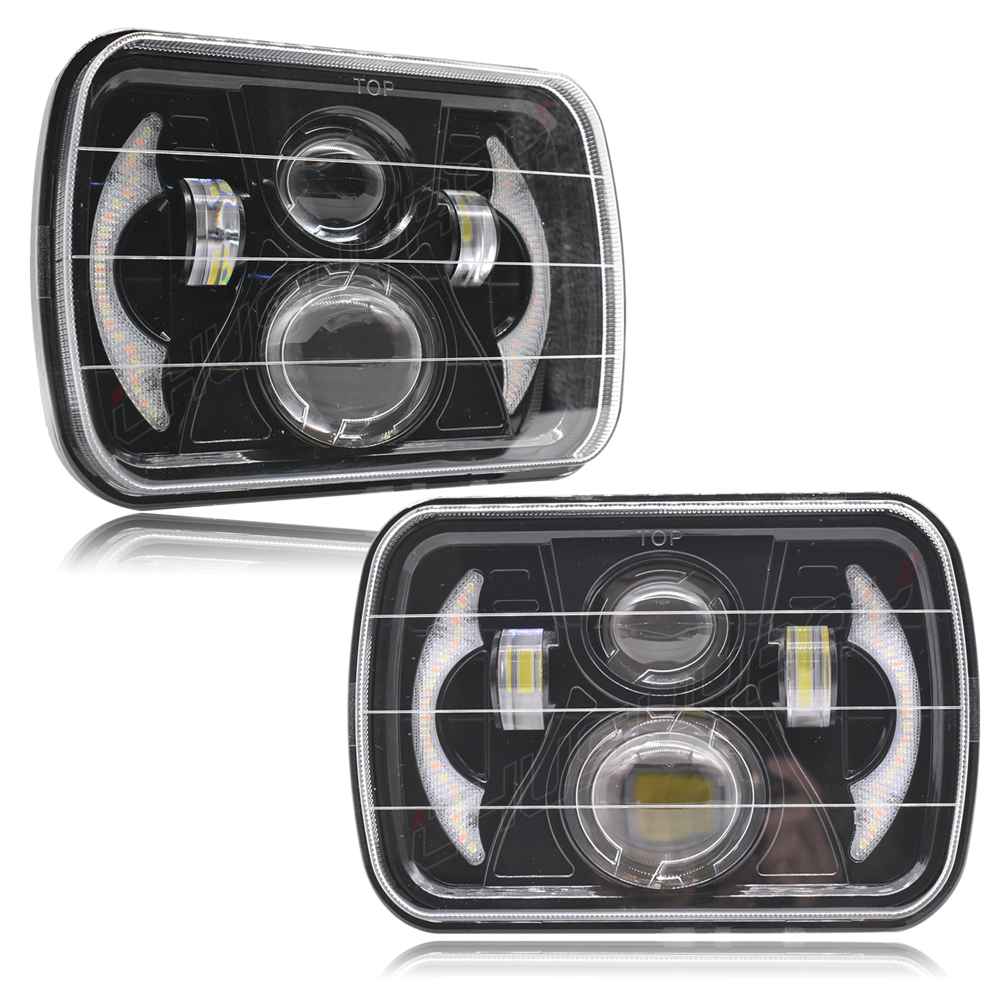 Pair 45W 7x6'' 5X7" LED Projector Headlight Hi-Lo Beam DRL For Jeep ...