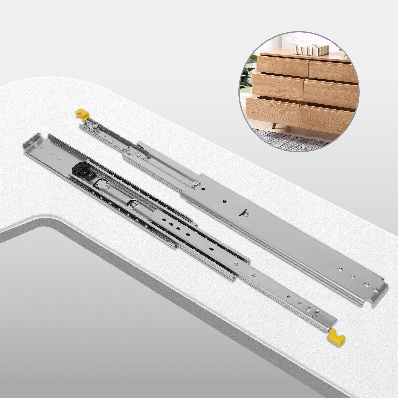 Pair 500lbs Drawer Slides 16 Inch Ball Bearing Full Extension w/ Lock ...
