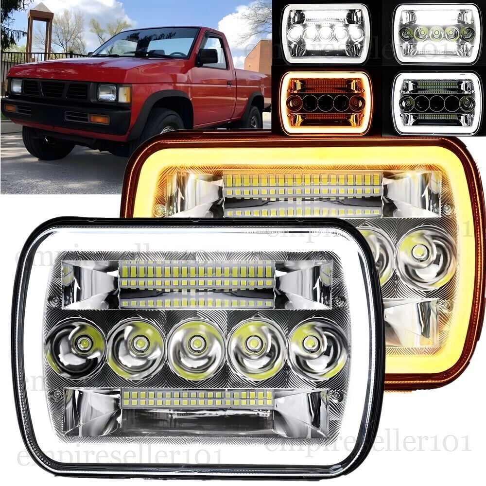 Pair 5X7 7x6 inch LED Headlights Hi/Lo Beam DRL For Nissan Pickup Hardbody D21 - Walmart.com