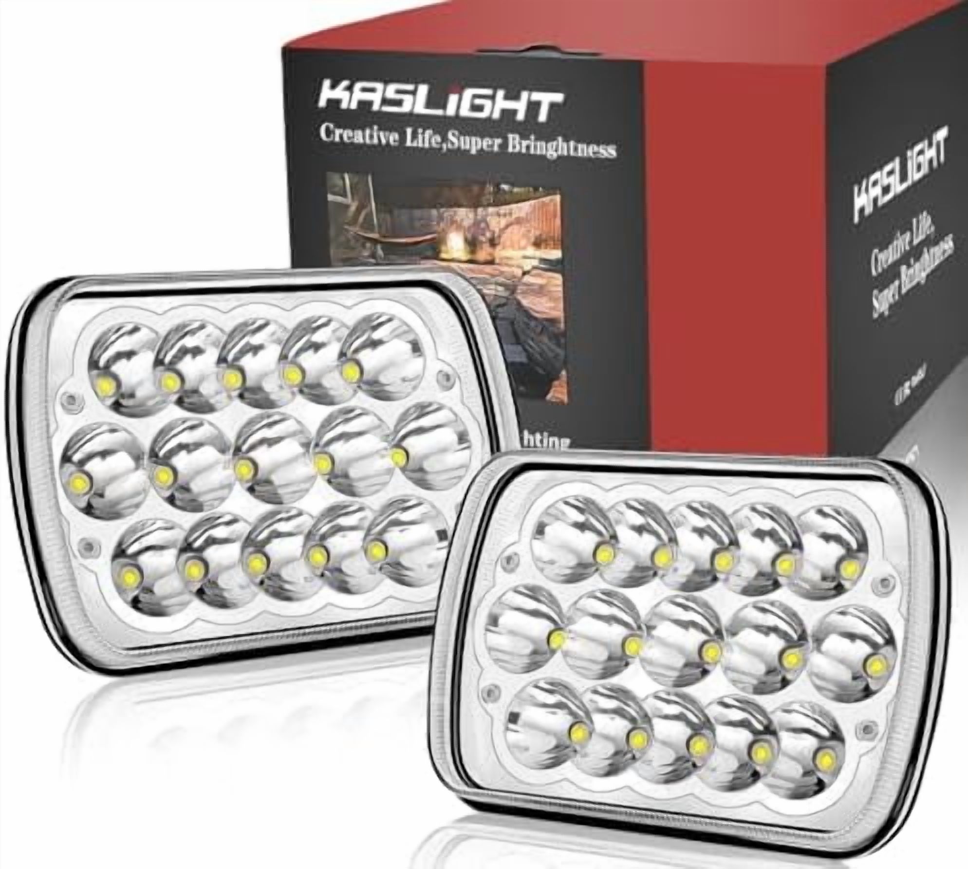Pair 5x7 7x6 H6054 LED Headlights Hi/Low Beam, Compatible with Jeep ...