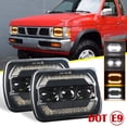 Pair 5x7 7x6 inch Black LED Headlight Hi-Lo Beam Halo Angle Eyes For ...